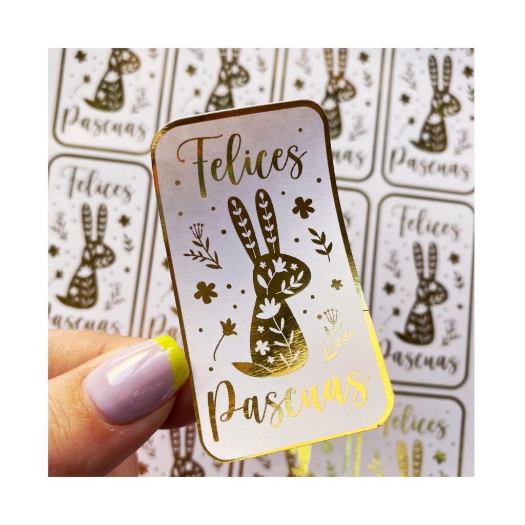 Plancha Sticker Troquelado «Rectangular Felices Pascuas» x16 unidades ...
